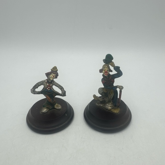 Accents | Vintage Pewter Lead Miniature 197s Metal Clown Figurine Wood ...